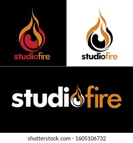 Studio Fire Logo Design Three Views Stock Vector (Royalty Free ...