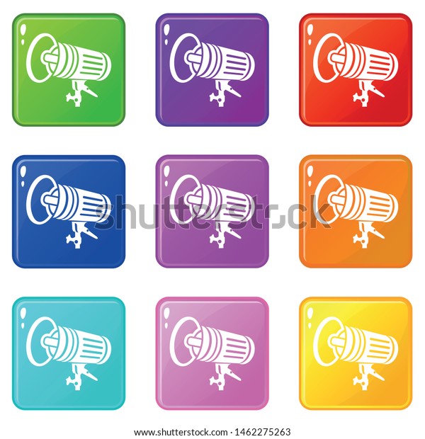 Studio Lighting Equipment Icons Set 9 Stock Vector (Royalty Free ...