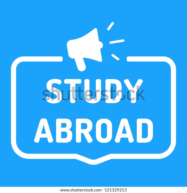Study Abroad Badge Megaphone Icon Flat: เวกเตอร์สต็อก (ปลอดค่าลิขสิทธิ์ ...