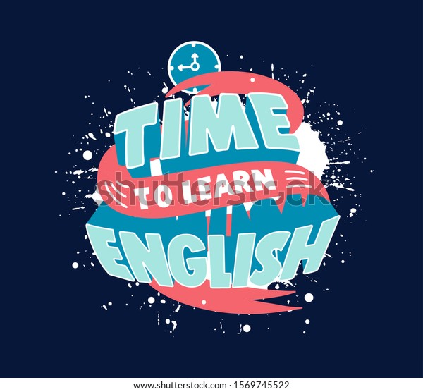 Study English phrase. Creative poster, web banner for foreign language ...