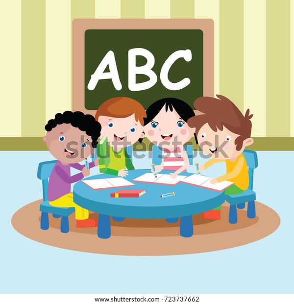 Study Group Kids Cartoon Vector Illustration Stock Vector (Royalty Free ...
