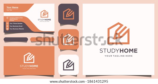 Study Home Logo Designs Template Pencil Stock Vector (Royalty Free ...