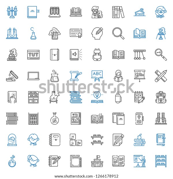 Study Icons Set Collection Study Bookshelf: vector de stock (libre de ...