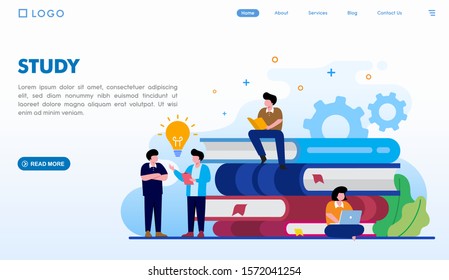 Study Landing Page Website Illustration Vector Stock Vector (Royalty ...