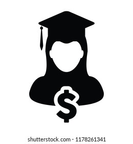 Study Loan Icon Vector Female Person Stock Vector (Royalty Free ...
