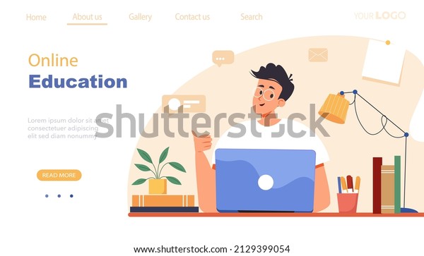 Study Online Landing Page Template Modern Stock Vector (Royalty Free ...