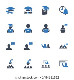 Studying Learning Vector Graphics Icons Blue Stock Vector (Royalty Free ...
