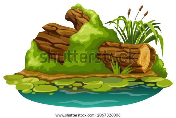 Stump Moss Marsh Cartoon Log Swamp Stock Vector (Royalty Free ...
