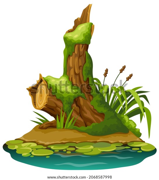 Stump Moss Marsh Cartoon Log Swamp Stock Vector (Royalty Free ...