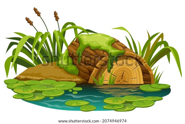 Stump Moss Marsh Cartoon Log Swamp Stock Vector (Royalty Free) 2074946974