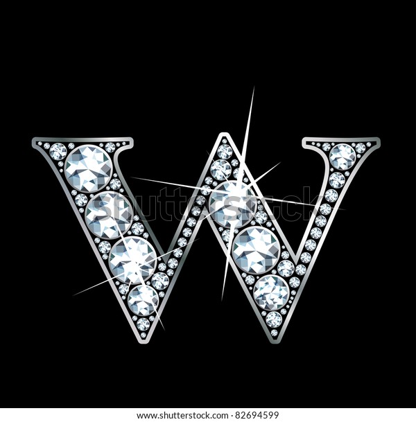 Stunning Beautiful W Set Diamonds Silver Stock Vector (Royalty Free ...