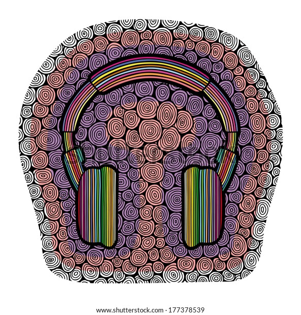 Styled Rainbow Headphones Texture Vector Illustration Stock Vector ...