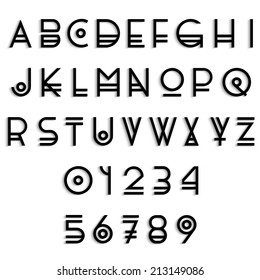 Stylish Alphabet Letters Numbers Shadow Vector: Stock-Vektorgrafik ...