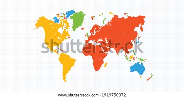 Mapa del mundo de colores hermosos