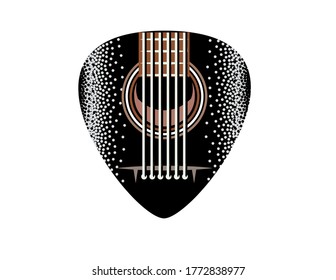 Vector Set Stylish Monochrome Plektrums Guitar Stock Vector (Royalty ...