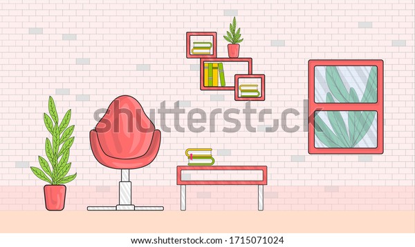 Stylish Cartoon Style Room Background Vector Stock Vector (Royalty Free ...