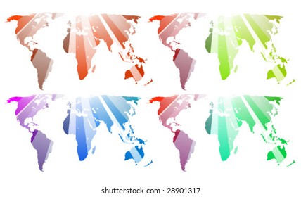 Stylish Colorful World Maps Vector Stock Vector (Royalty Free) 28901317