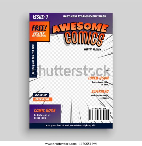 stylish comic book cover page design template