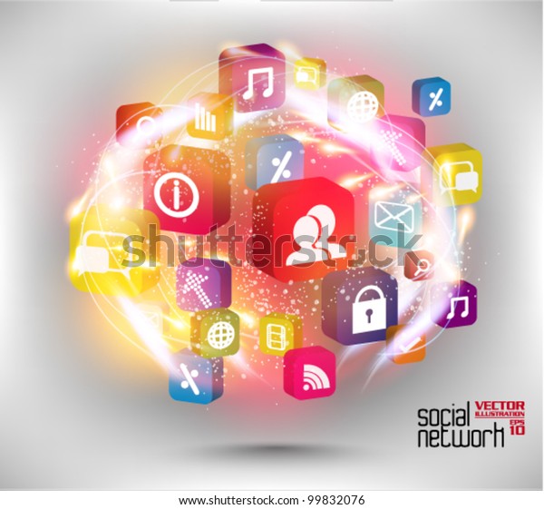 Stylish Conceptual Social Networking Graphic Design Stock Vector ...