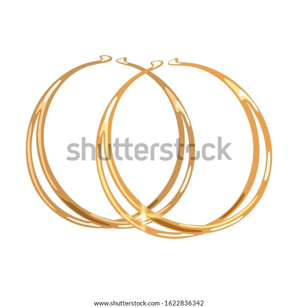 Stylish Double Hoops Rings Yellow Gold Stock Vector (Royalty Free ...