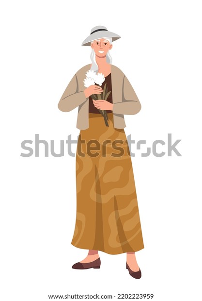 Stylish Elderly Person Smiling Old Woman Stock Vector (Royalty Free ...