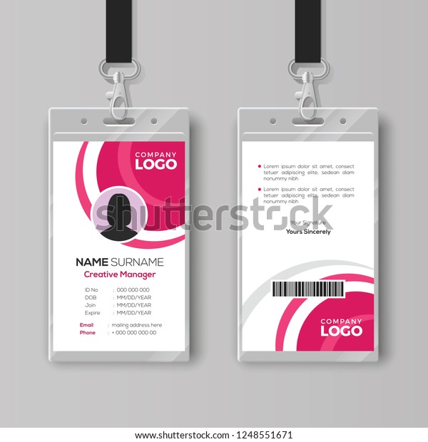 Stylish Id Card Template Pink Details Stock Vector (Royalty Free ...