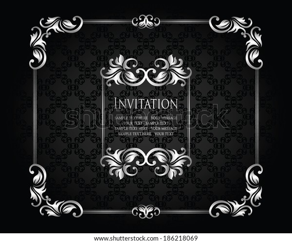 Stylish Invitation Silver Frame Vintage Seamless Stock Vector (Royalty ...