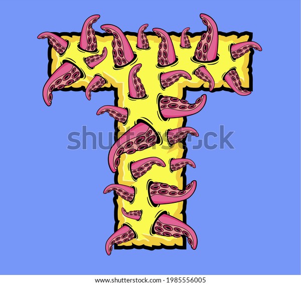 Stylish Letter T Tentacles Illustration Stock Vector (Royalty Free ...