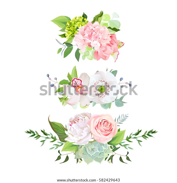 Stylish Mix Horizontal Spring Bouquets Vector Stock Vector (Royalty ...