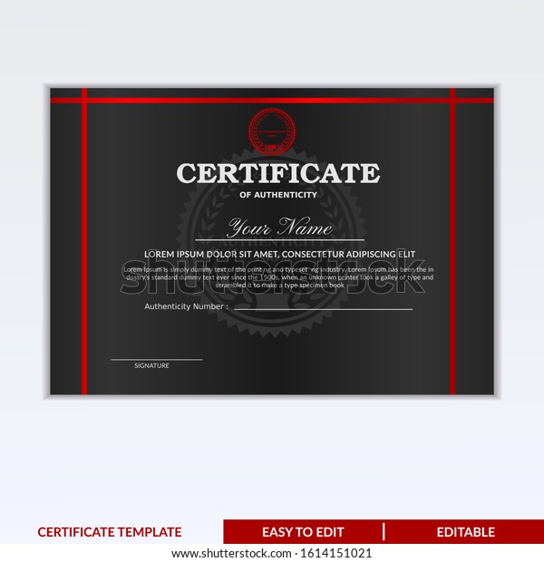 Stylish Modern Elegant Certificate Authentic Template Stock Vector ...