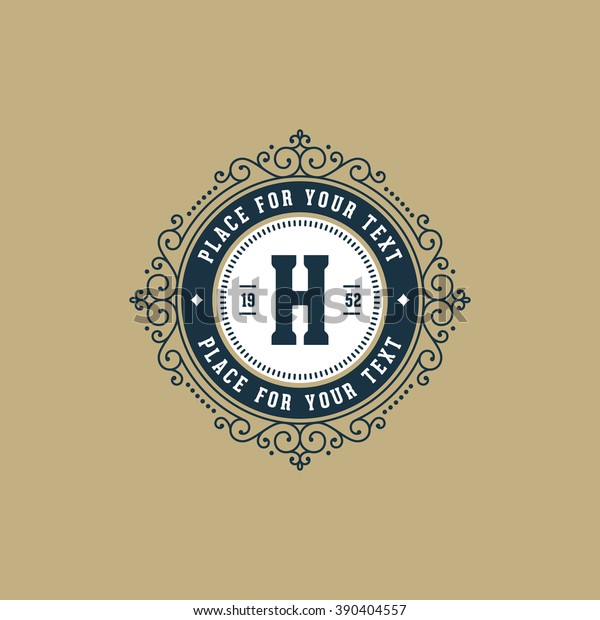 Stylish Monogram Letter H Sign Cafe Stock Vector (Royalty Free) 390404557