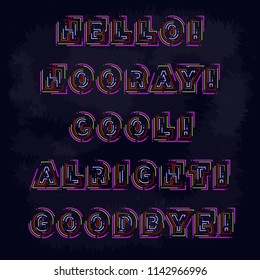 Stylish Neon Words Set Hello Hooray Stock Vector (Royalty Free ...