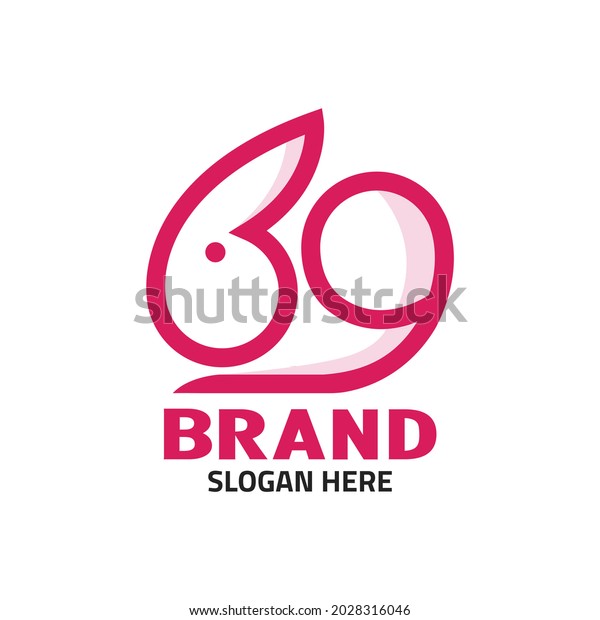 Stylish Number 69 Rabbit Monoline Looks Stock Vector (Royalty Free ...