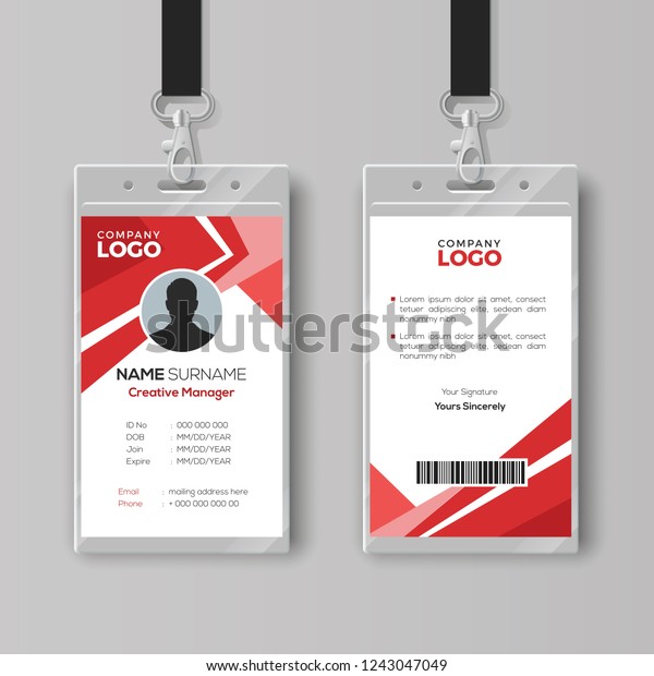 Stylish Red Id Card Design Template Stock Vector (Royalty Free) 1243047049