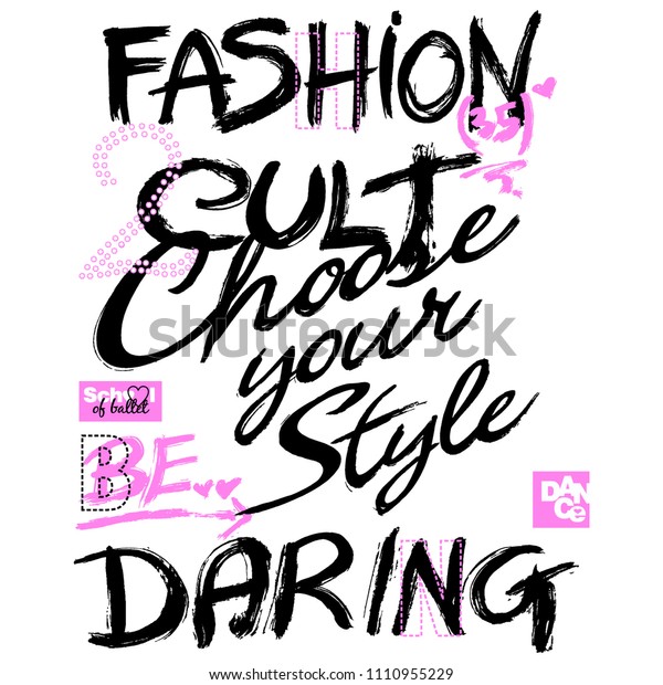 Stylish Trendy Slogan Tee Tshirt Graphics Stok Vektör (Telifsiz ...