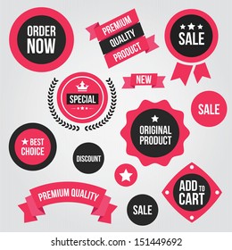 Stylish Vector Stickers Ribbons Set Stock Vector (Royalty Free ...