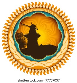 Stylish Vintage Label Windmill Vector Illustration Stock Vector ...