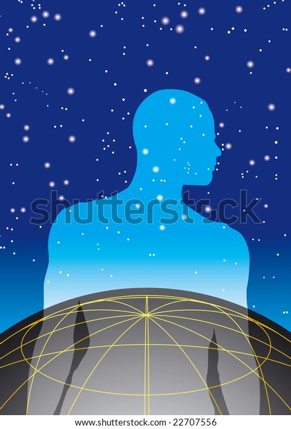 Stylized Blue Abstract Background Mans Silhouette Stock Vector (Royalty ...