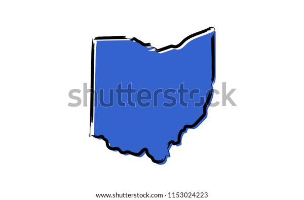 Stylized Blue Sketch Map Ohio Stock Vector (Royalty Free) 1153024223 ...