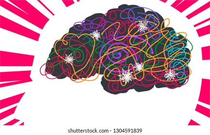 Stylized Brain Scribbles Sparks Creative Autism Stock Vector (Royalty ...