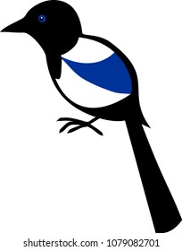 Stylized Cartoon Magpie On White Background Stock Vector (Royalty Free ...