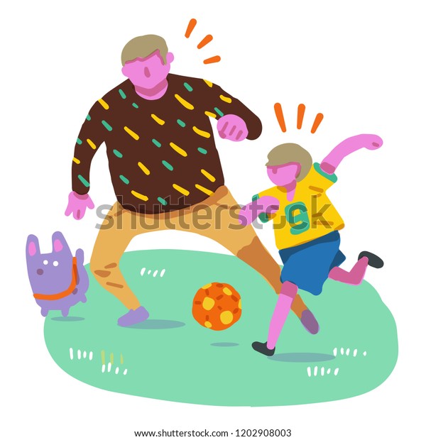 Stylized Cartoon Vector Illustration Father Son: เวกเตอร์สต็อก (ปลอดค่า ...