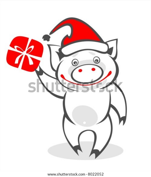 Stylized Christmas Pig Gift Box On Stock Vector (Royalty Free) 8022052 ...