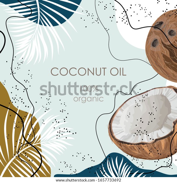 Stylized Coconut Palm Leaves On Abstract Stock Vector (Royalty Free ...