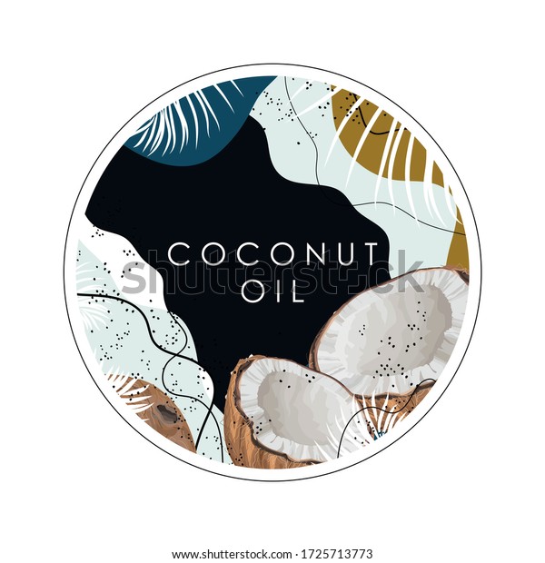 Stylized Coconut Palm Leaves On Abstract 库存矢量图（免版税）1725713773 ...