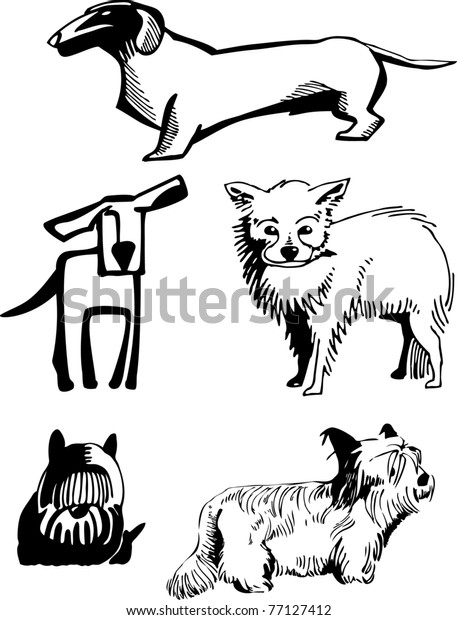 Stylized Contour Image Dogs Various Breeds Stock Vector (Royalty Free ...