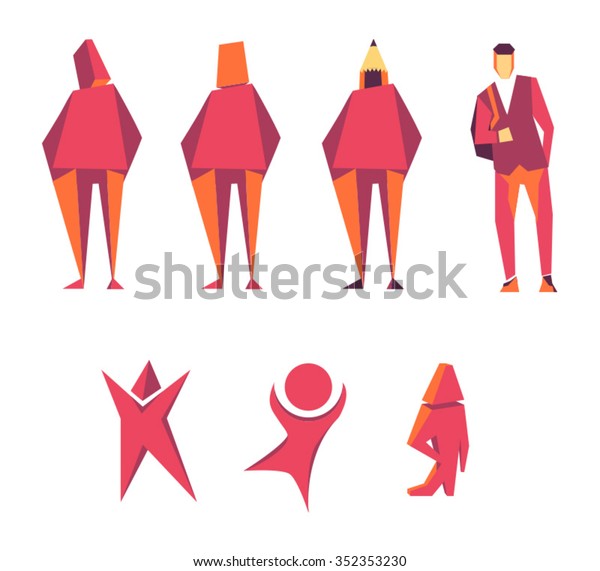 Stylized Cubist Icons Human Stock Vector (Royalty Free) 352353230 ...