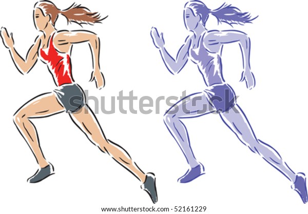 Stylized Drawing Girl Running Stock Vector (Royalty Free) 52161229 ...