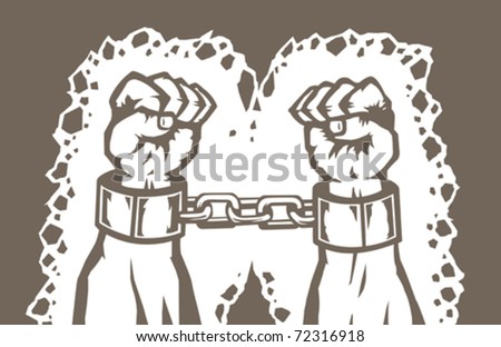 Stylized Drawing Mans Hands Shackles Stock Vector (Royalty Free ...