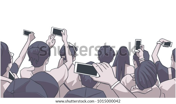 Stylized Drawing Party Crowd Concert Cheering Stock Vector (Royalty ...